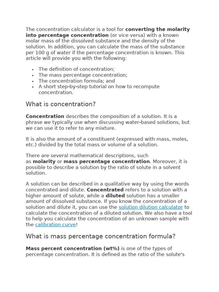 Mass Percentage Calculator | PDF