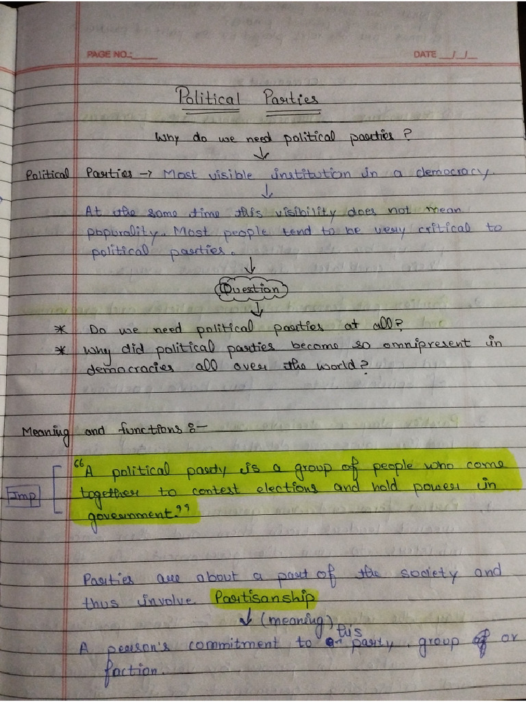 Political Parties Notes ? | PDF