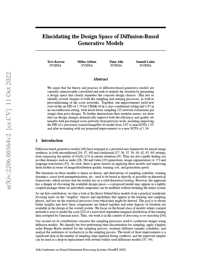 Elucidating The Design Space of Diffusion-Based Generative Models | PDF