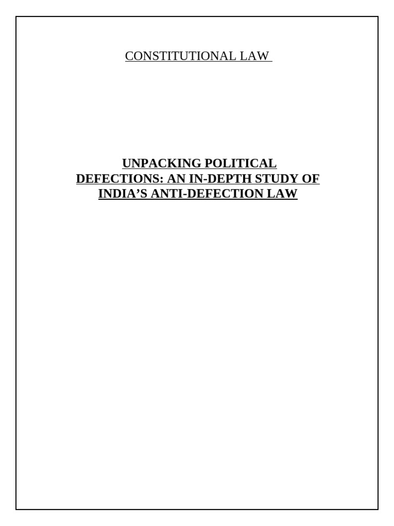 Anti Defection Law - Analysis | PDF