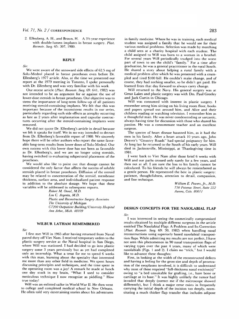 DESIGN CONCEPTS FOR THE NASOLABIAL FLAP - Field, Lawrence M - Plastic ...