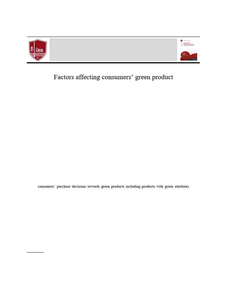 Factors Affecting Green Product Purchase in Vietnam | PDF