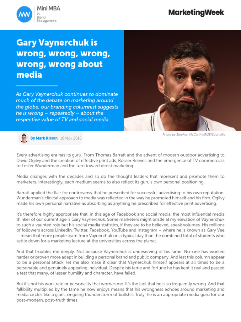 Ritson - Gary Vee Is Wrong, Wrong, Wrong | PDF