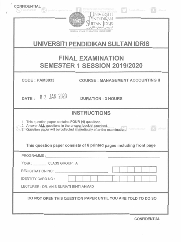 Final: Examination Semester Session | PDF