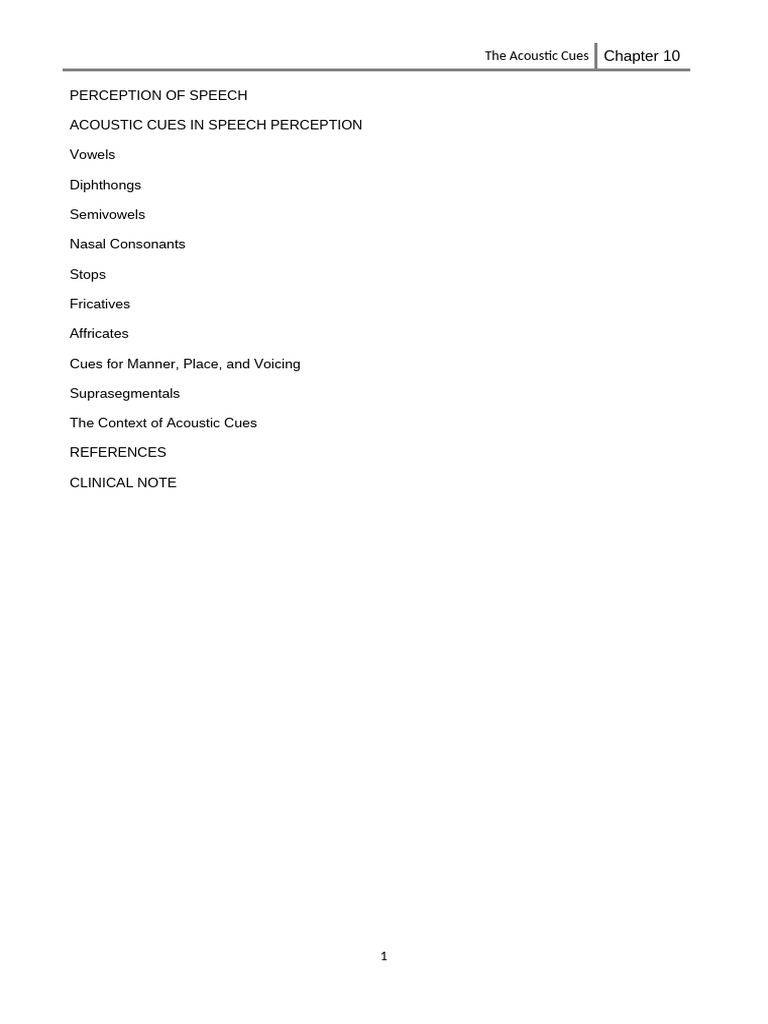 UNIT 10 - The Acoustic Cues | PDF