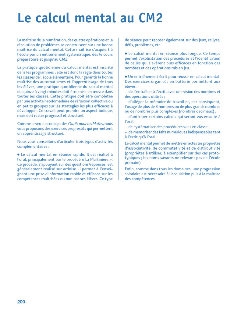 Guide Du Maitre OPM CM2 - Calcul Mental | PDF
