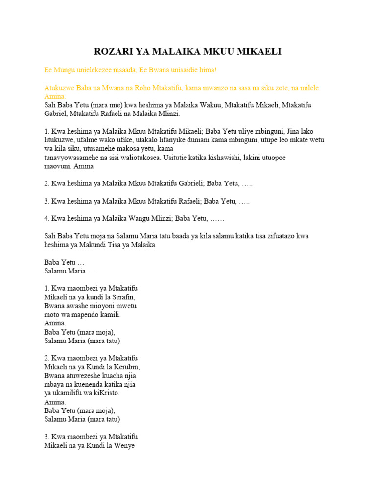 Rozari Ya MT Mikaeli | PDF