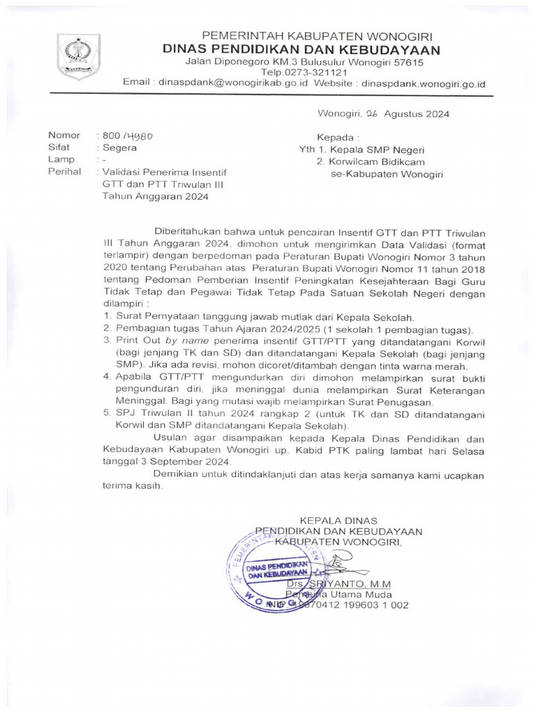 VALIDASI PENERIMA INSENTIF GTT PTT TW 3 TA 2024 | PDF