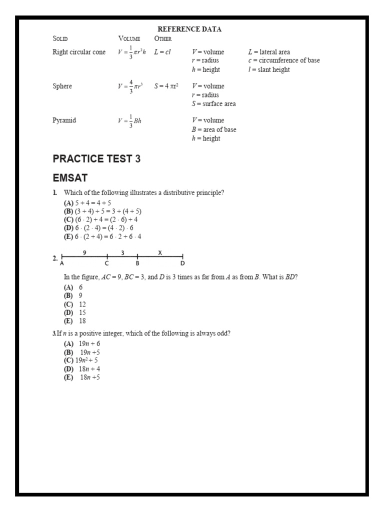 Emsat Practice Test 3 | PDF