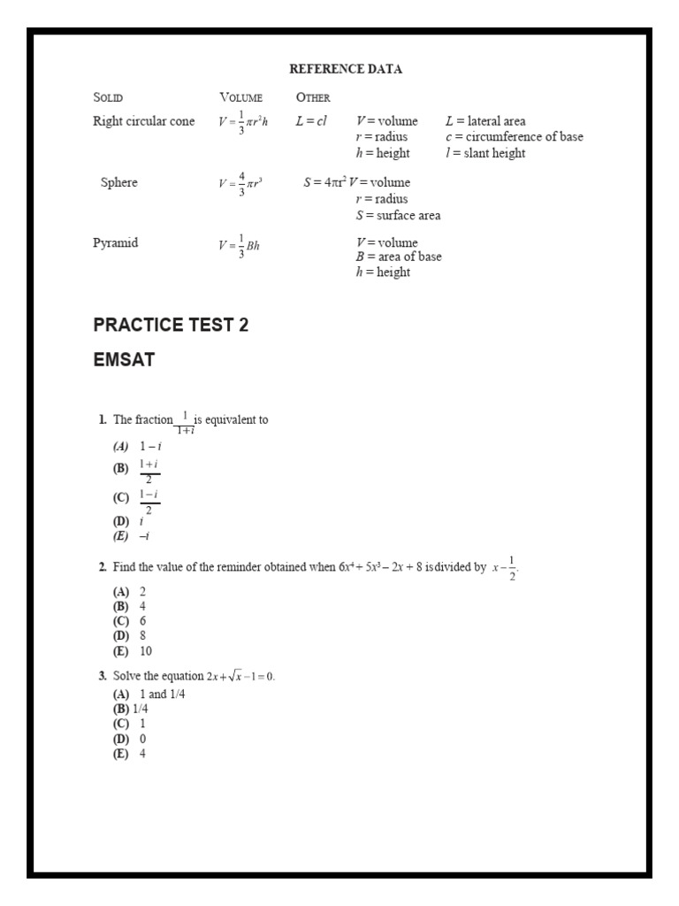 Emsat Practice Test 2 | PDF