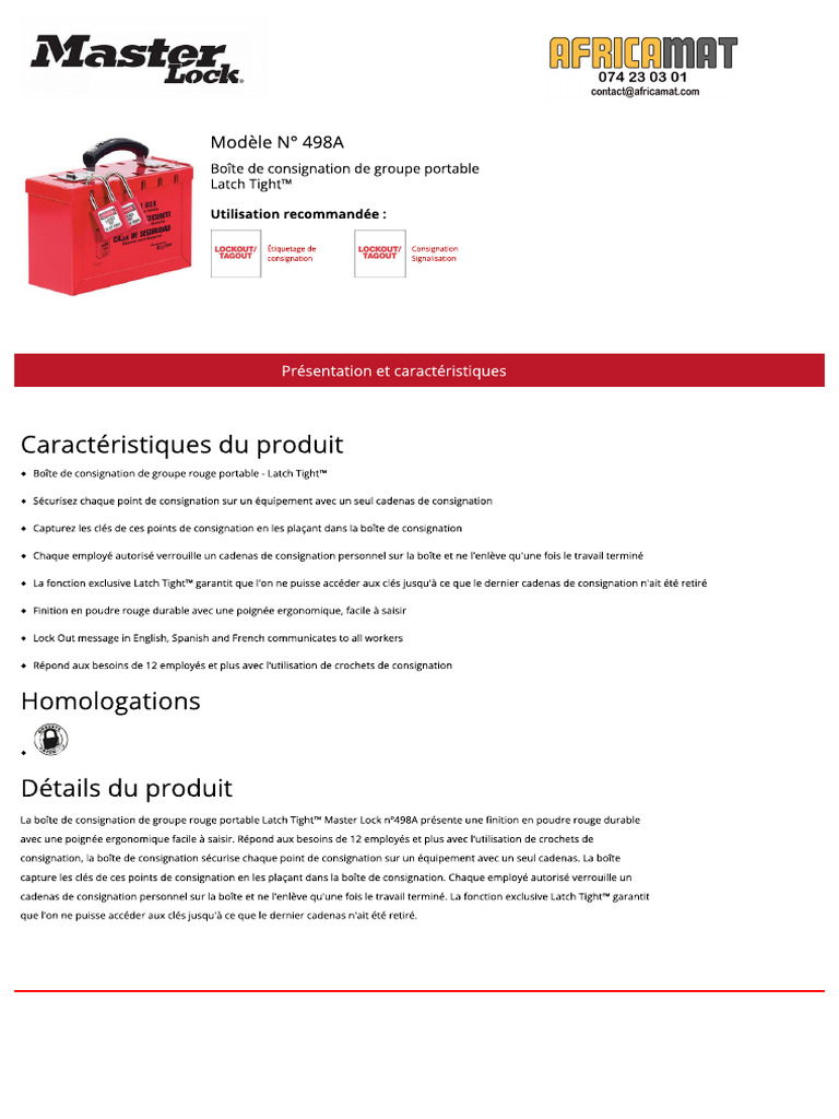 Boîte de Consignation de Groupe Portable 498A | PDF