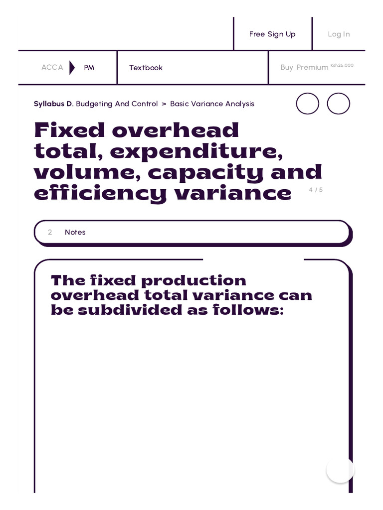 ACCA PM Notes - Fixed Overhead Total, Expenditure, Volume, Capacity and ...