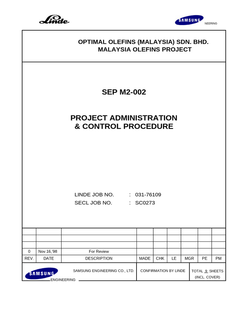 Project Administration Control Procedure | PDF