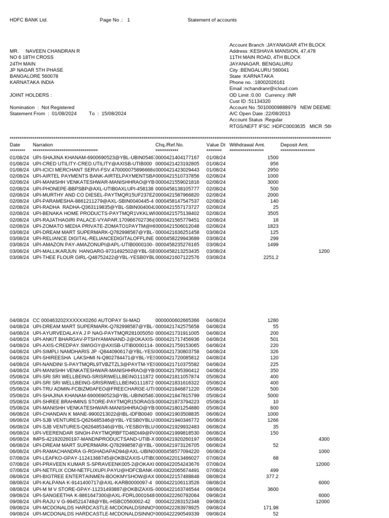 Acct Statement - XX8889 - 15082024 2 | PDF