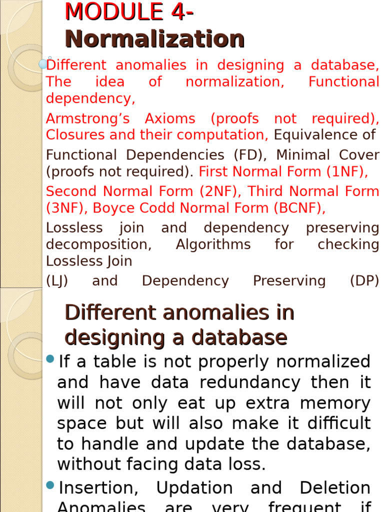 MODULE 4 - Normalization - 1 | PDF