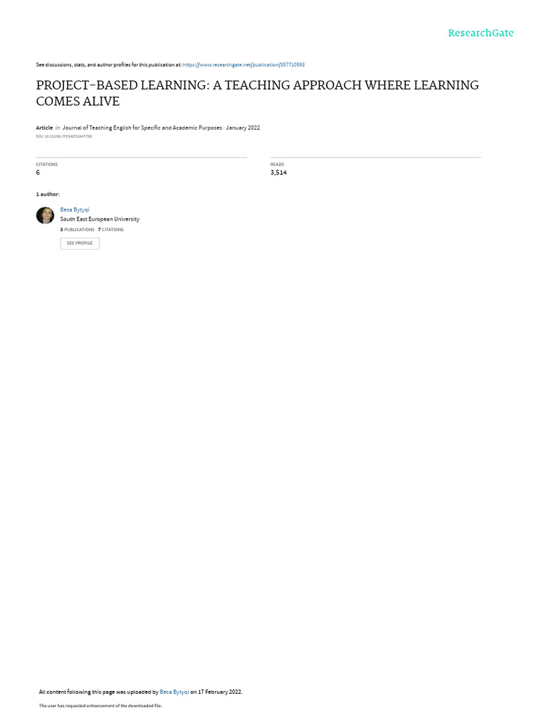 ProjectBasedLearning Alive PDF | PDF