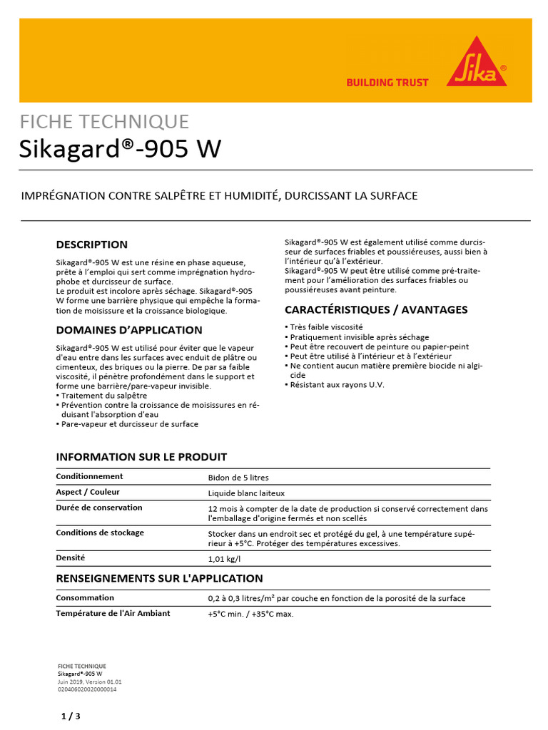 Sikagard - 905 W | PDF