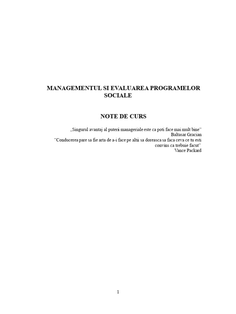 MANAGEMENTUL SI EVALUAREA PROGRAMELOR DE AS Suport Curs2020 | PDF