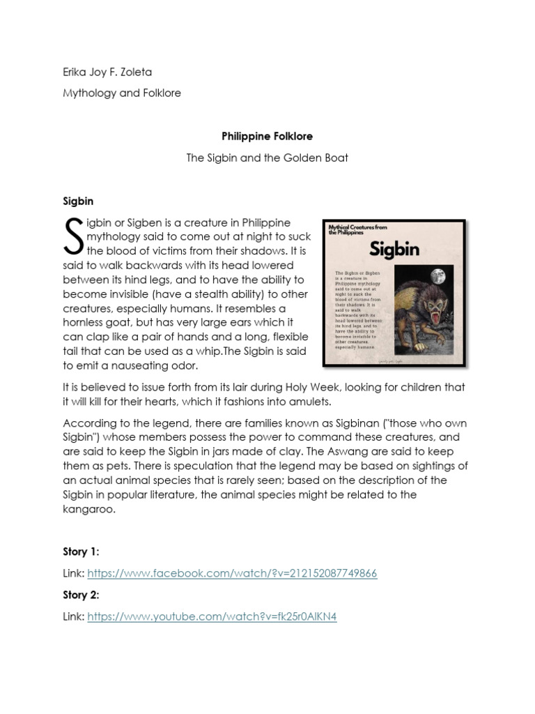 Philippine Folklore - Zoleta, Erika Joy F | PDF | Mythology | Social Science