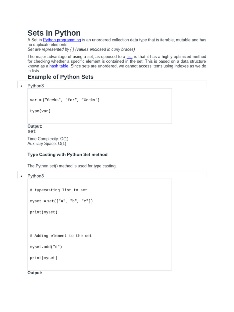 Python Sets | PDF