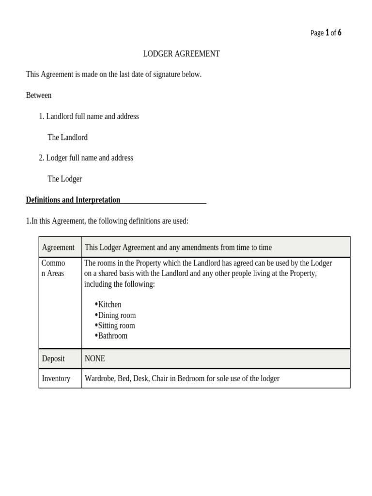 Lodger Agreement | PDF | Landlord | Renting
