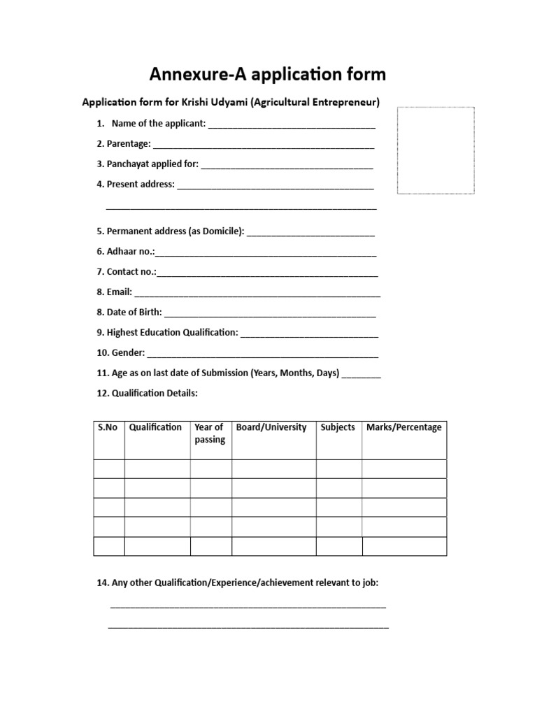 Annexure-A Applica On Form | PDF