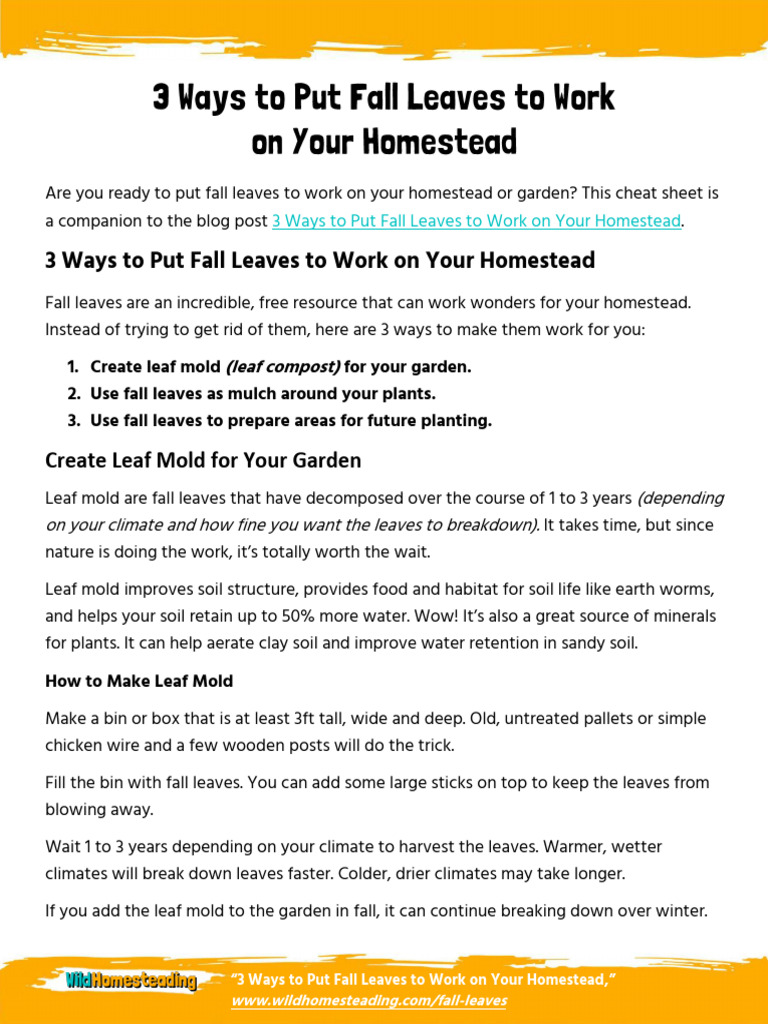 Put Fall Leaves To Work Cheat-Sheet | PDF