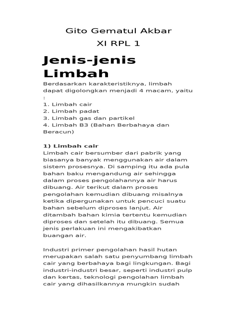 Jeni-Jenis Limbah | PDF