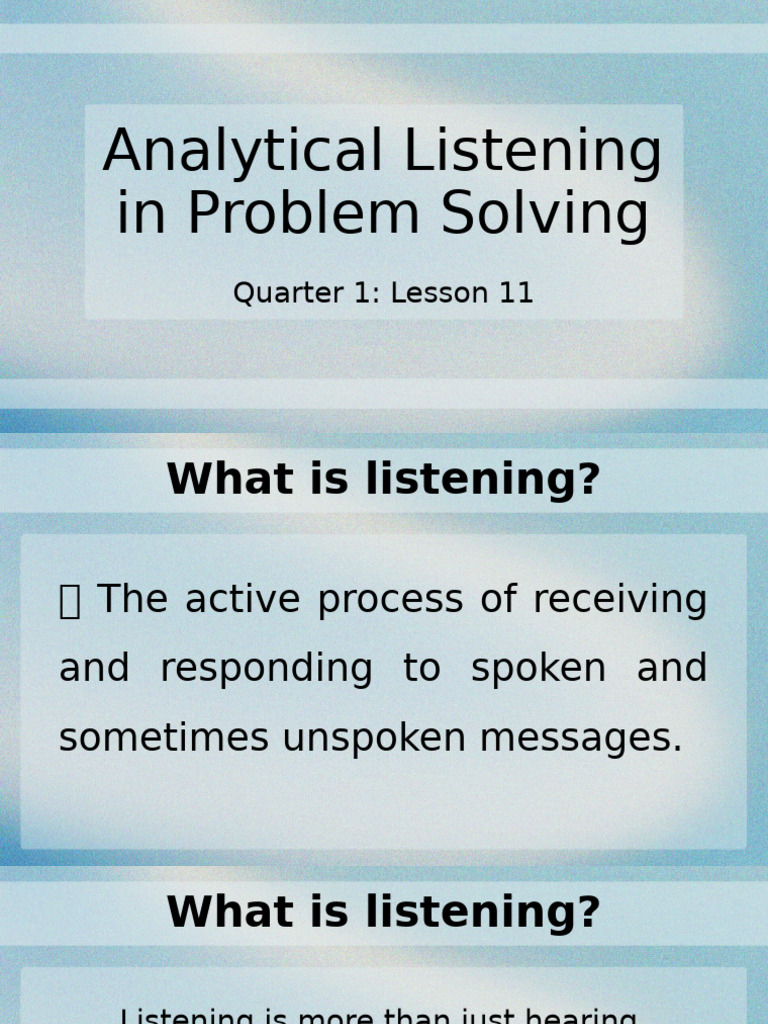 Lesson 10 - Analytical Listening in Problem Solving | PDF