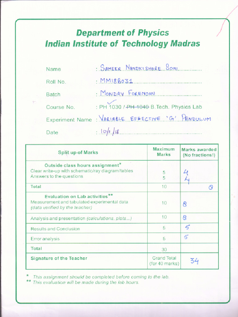 Variable Effective 'G' Pendulum | PDF