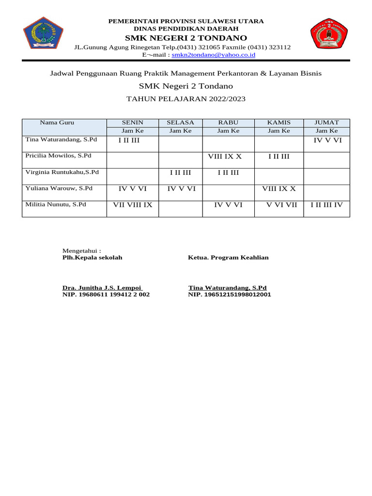 Jadwal Penggunaan Lab | PDF