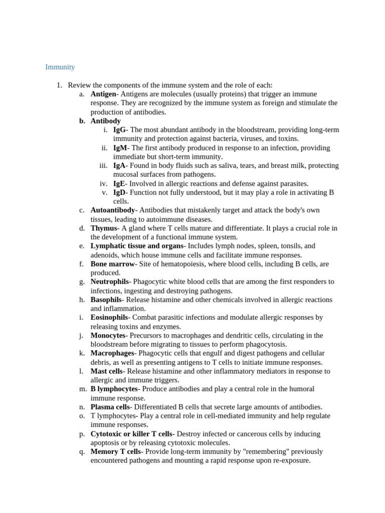 NU606 W3 Immunity and Infection Guided Notes | PDF