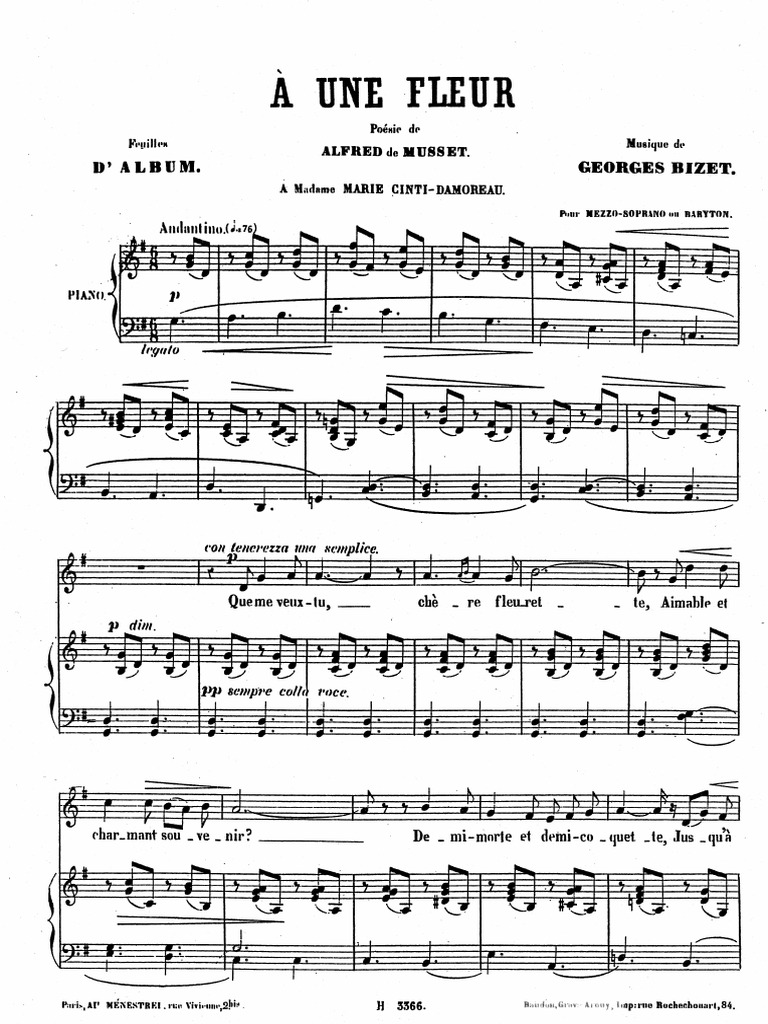 A une fleur G. Bizet | PDF
