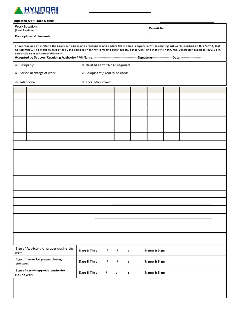 PTW Night Work Permit | PDF