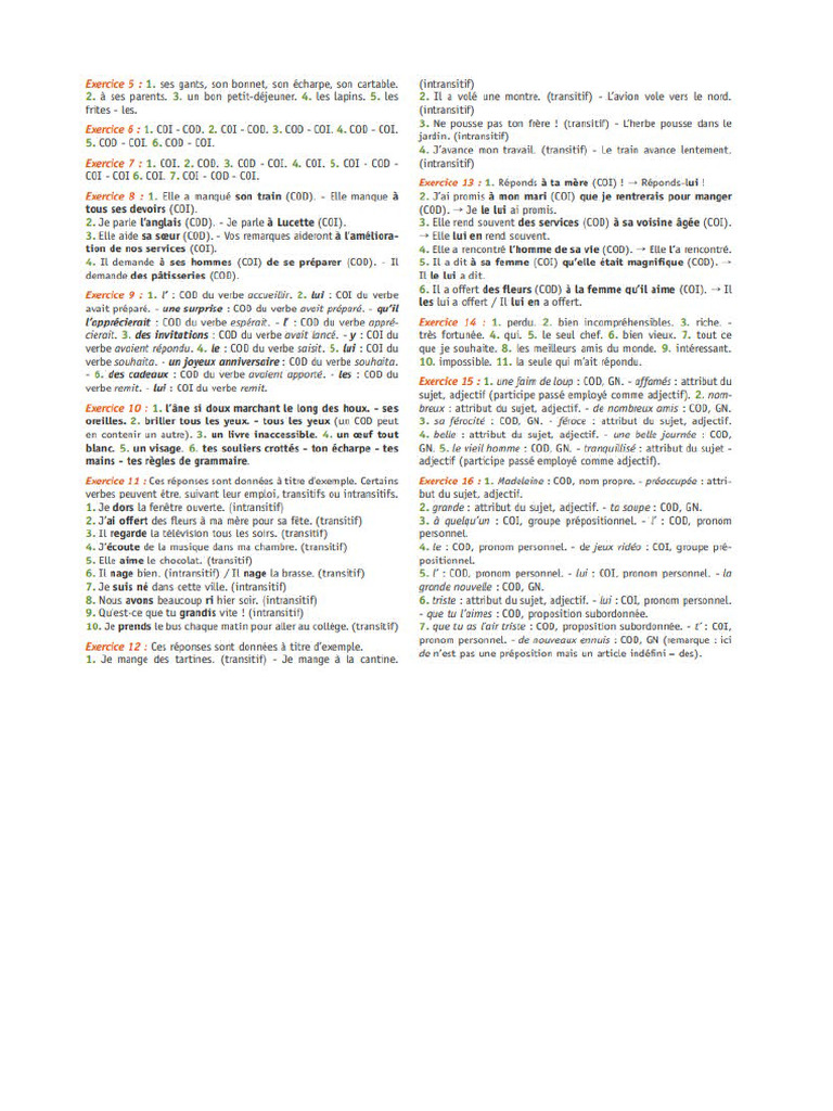 Correction Des Ex Sur Les Compléments Essentiels | PDF