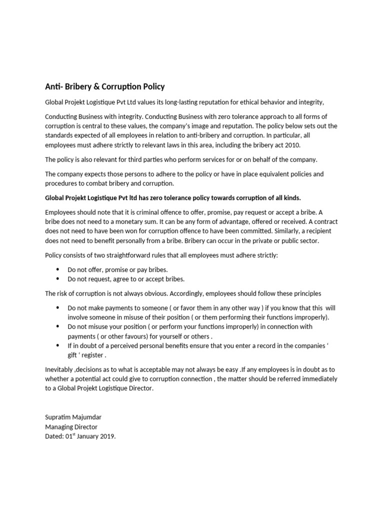 Anti Bribery Policy | PDF | Business