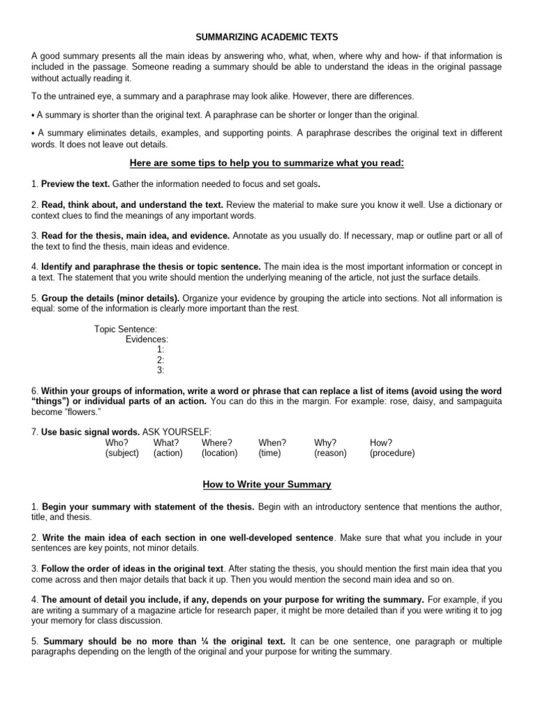 Summarizing Academic Texts | PDF
