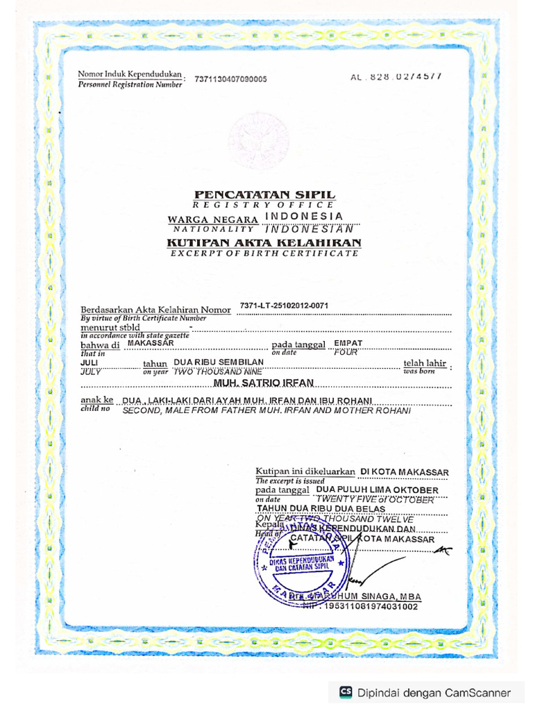 Akta Muh Satrio Irfan - 3 | PDF