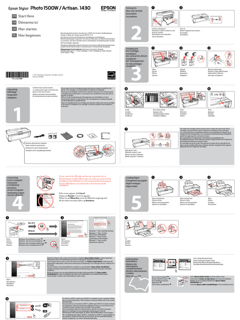 Epson373821eu (Epson Startup Guide v.1.0) | PDF