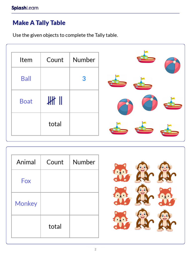 Create a Tally Table Worksheet | PDF