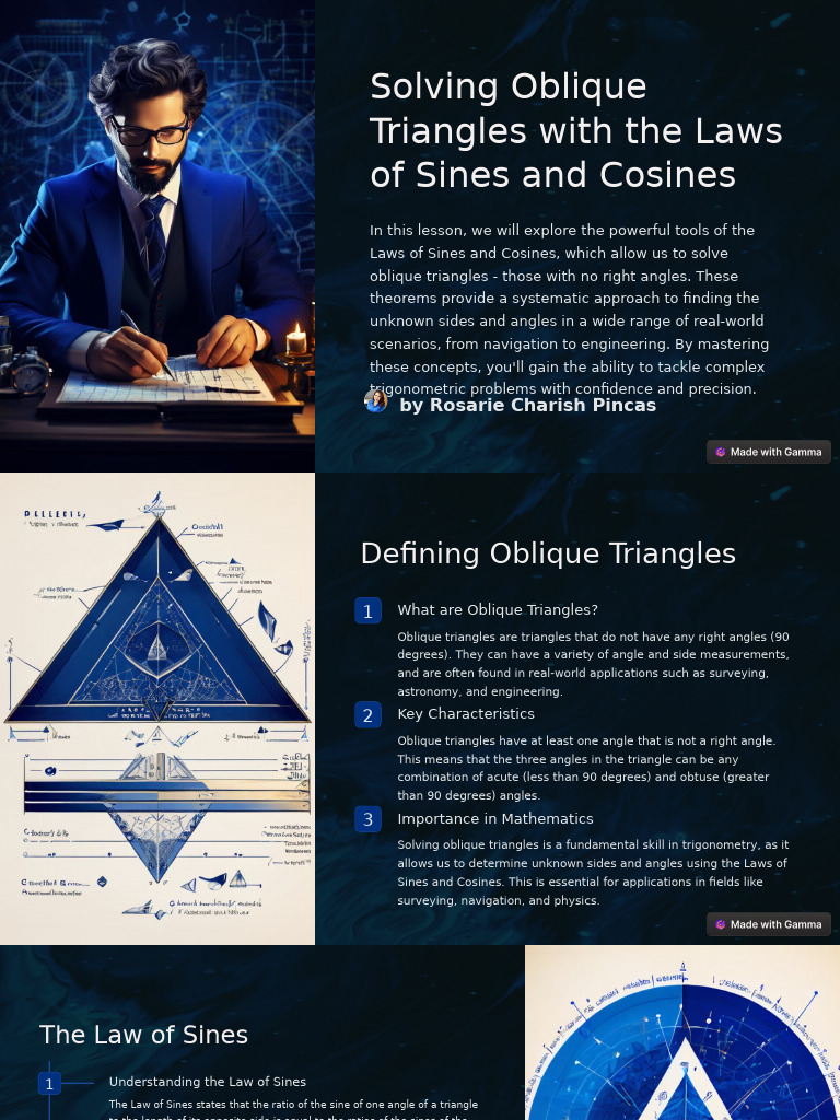 Solving Oblique Triangles With The Laws of Sines and Cosines | PDF