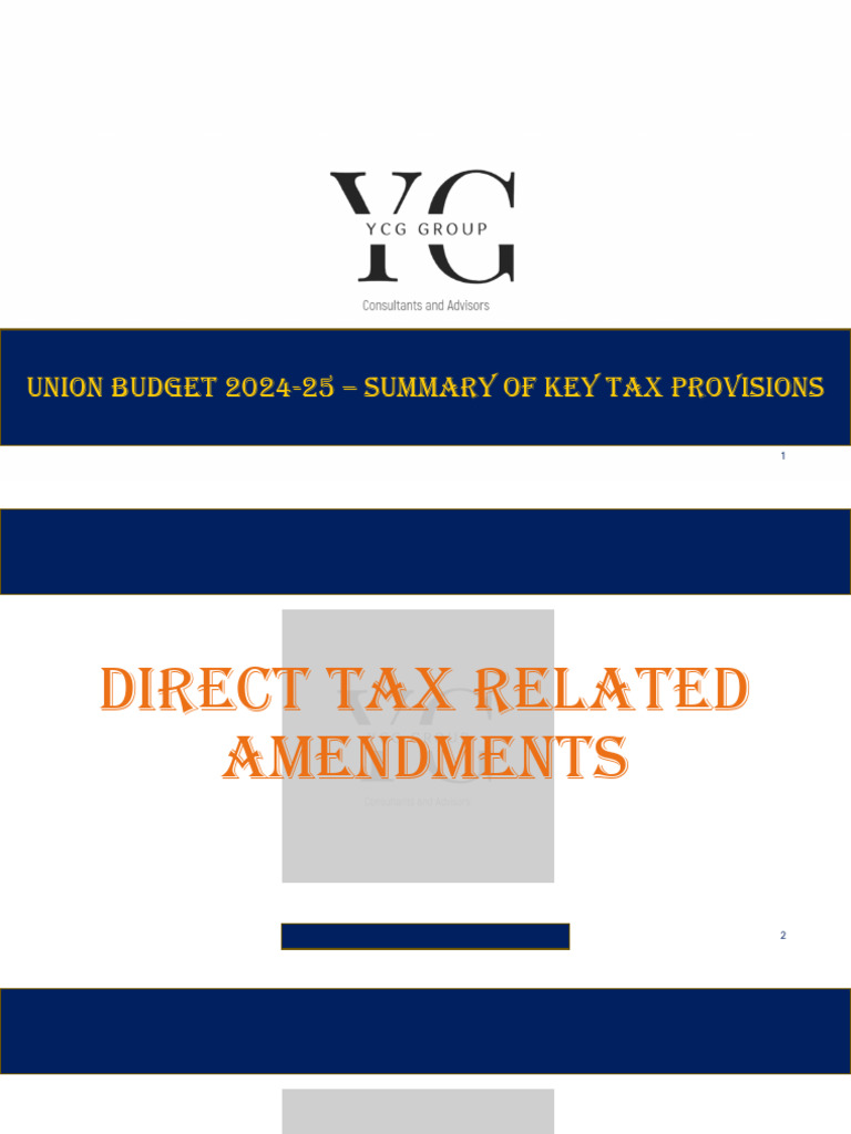Union Budget 2024-25 Tax Provisions Summary | PDF | Taxes | Finance ...