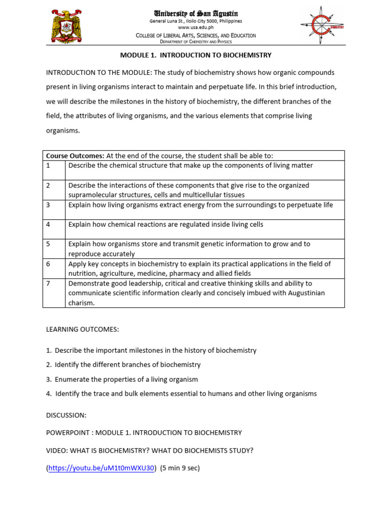 1 - Intro To Biochemistry | PDF