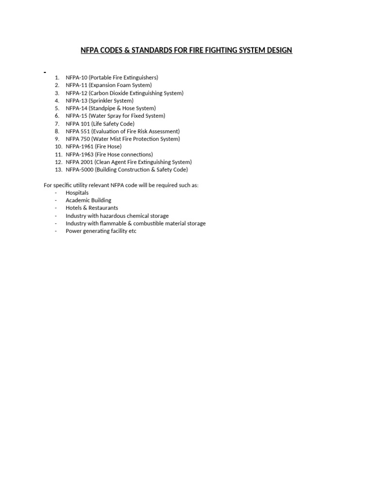 NFPA Fire Codes | PDF
