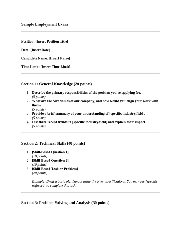 Sample Employment Exam | PDF