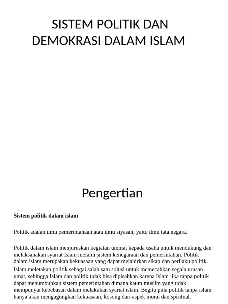 Sistem Politik Dan Demokrasi Dalam Islam | PDF