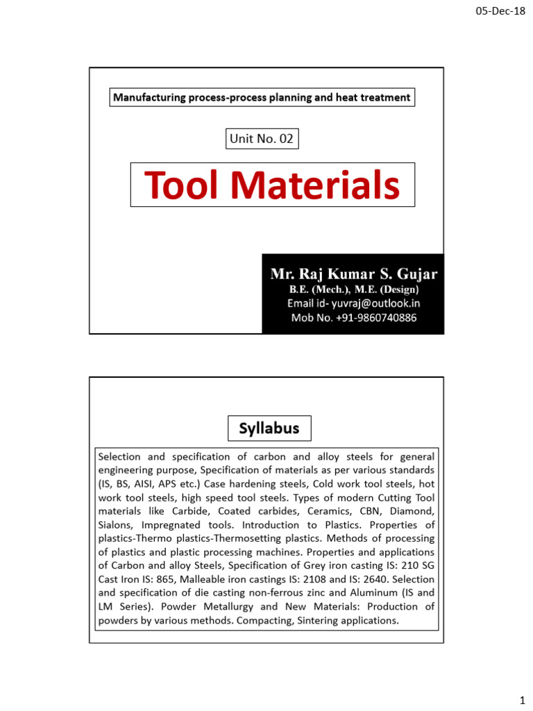CHP 2. Tool Materials | PDF