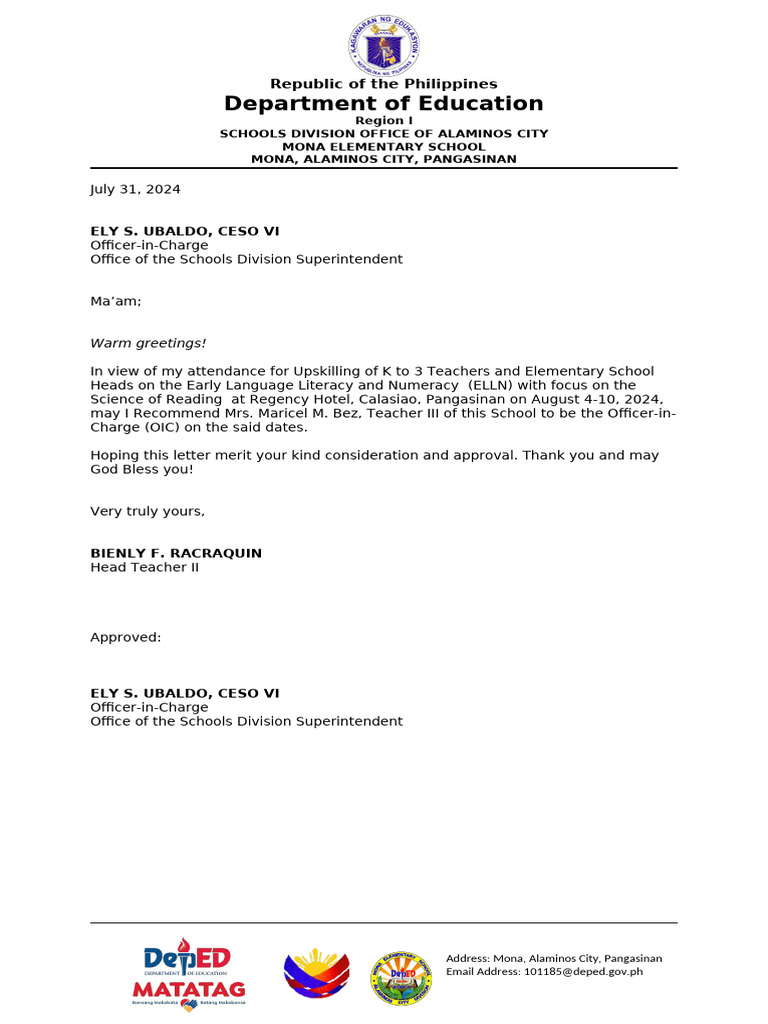 Letter of Recommendation For OIC | PDF