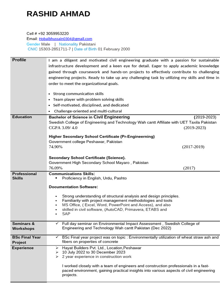 Rashid Ahmad CV (1) update 2024 | PDF
