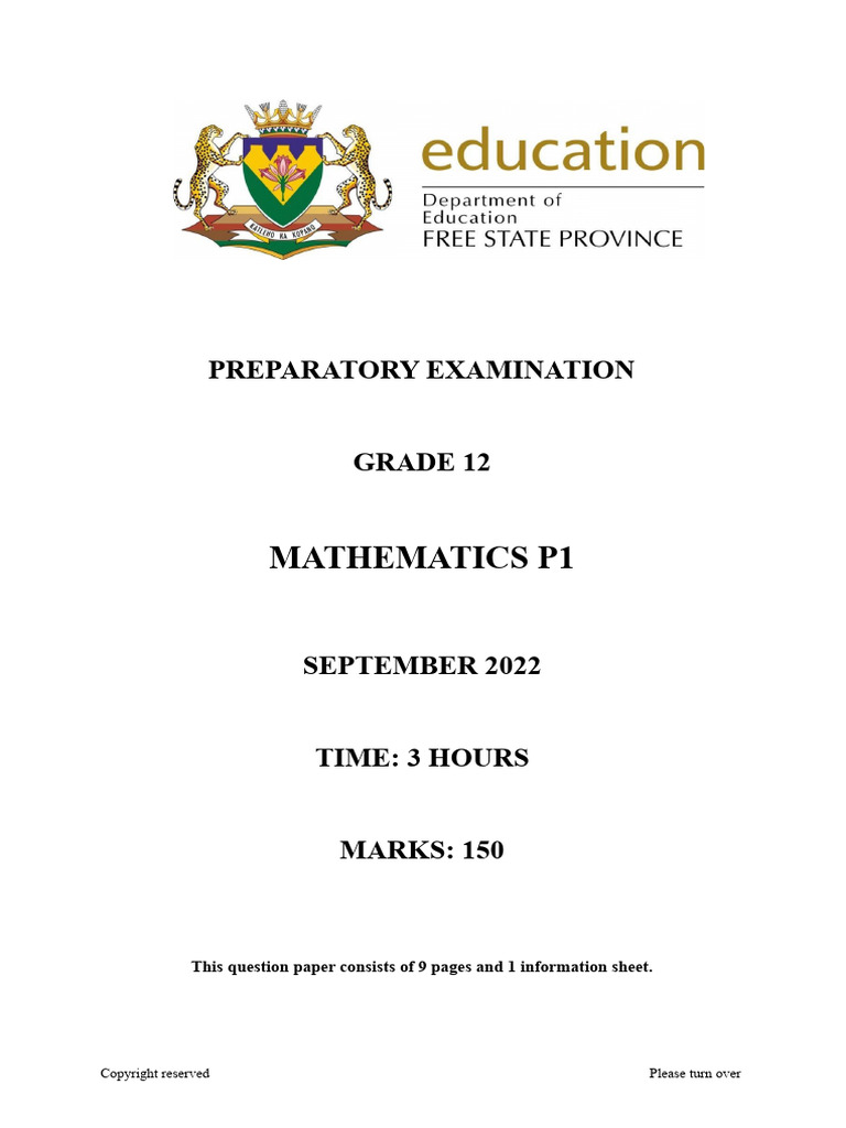 Mathematics P1 Sept 2022 FS (Eng) | PDF